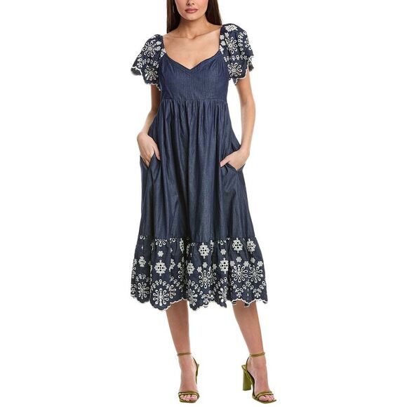 ALLISON | Dresses | Allison Womens Claire Midi Dress Blue | Poshmark